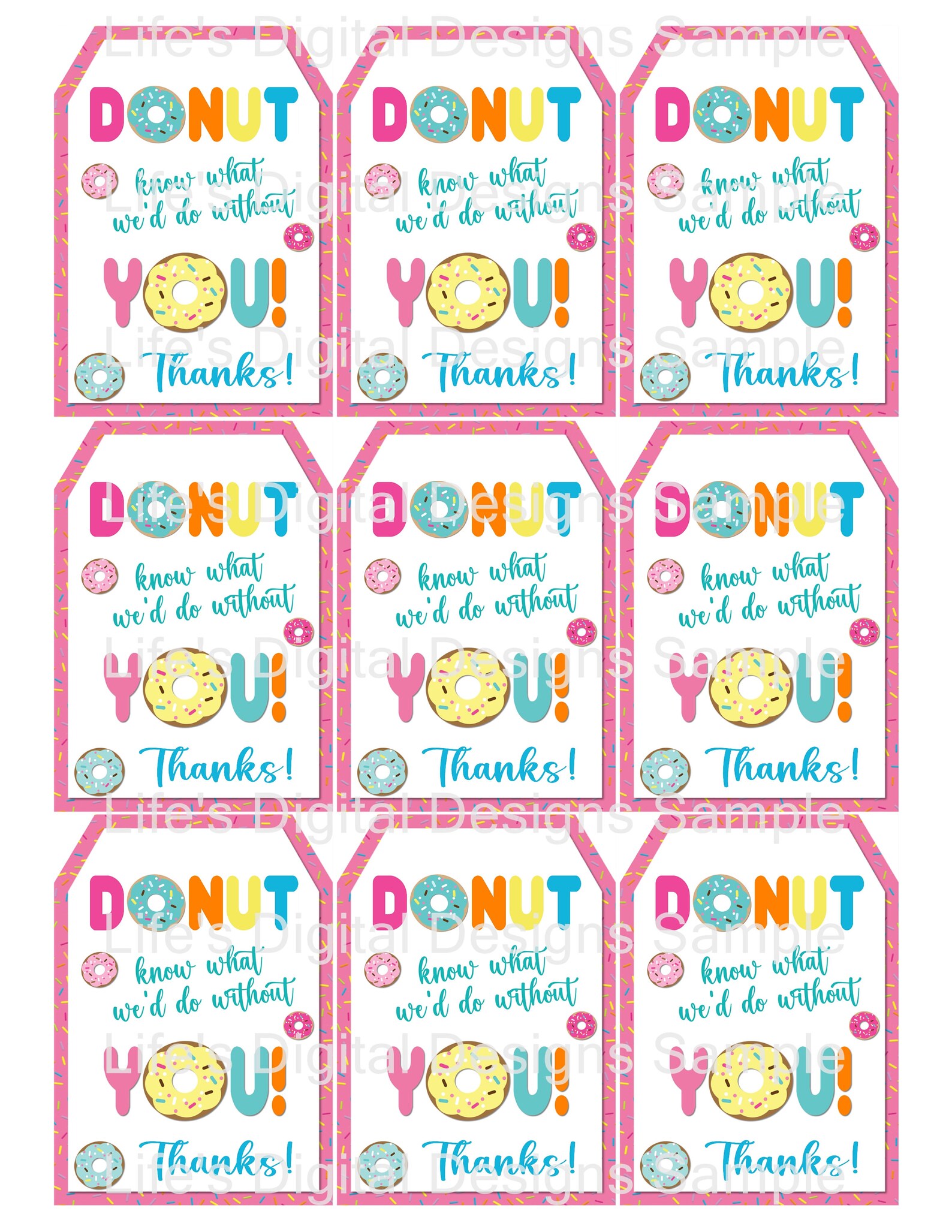 Teacher Appreciation Week Donut Treat Tags to Download and Print for ...