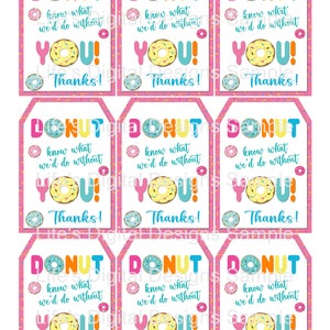 Teacher Appreciation Week Donut Treat Tags to Download and Print for ...