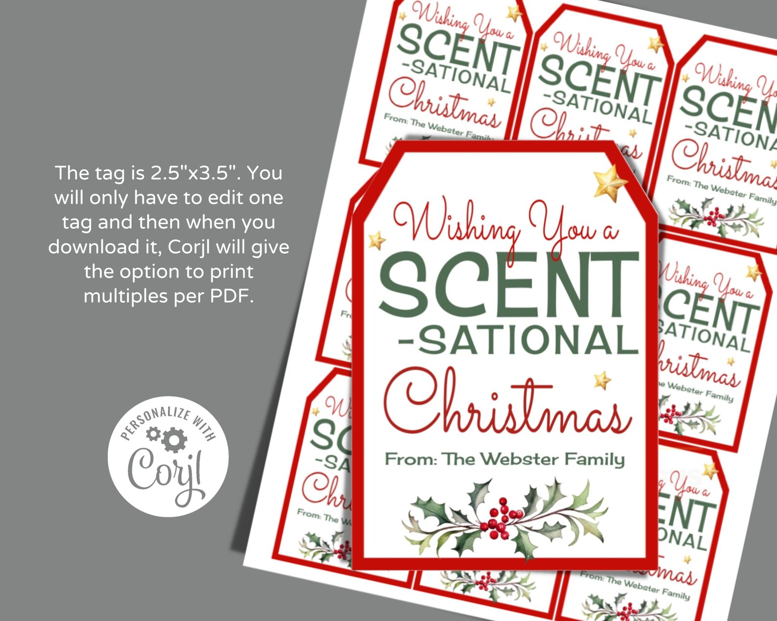 Wishing You a Scentsational Christmas Gift Tag to Edit in Corjl ...