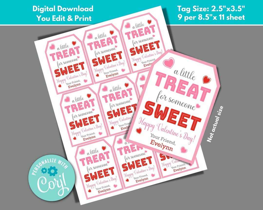 Valentine's Day Gift Tag to Edit Download and Print, Treat for Someone ...