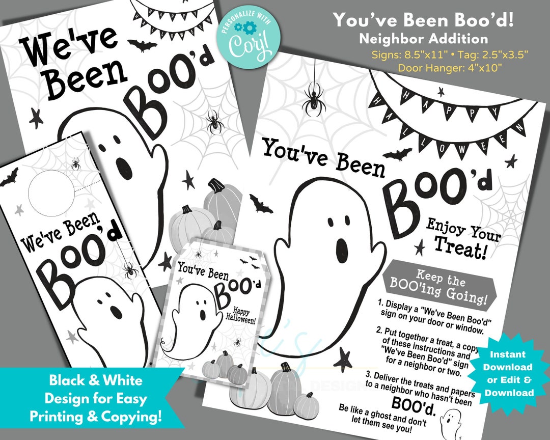You've Been Boo'd Signs and Tag to Edit in Corjl, Download and Print ...