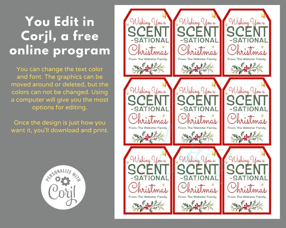 Wishing You a Scentsational Christmas Gift Tag to Edit in Corjl ...