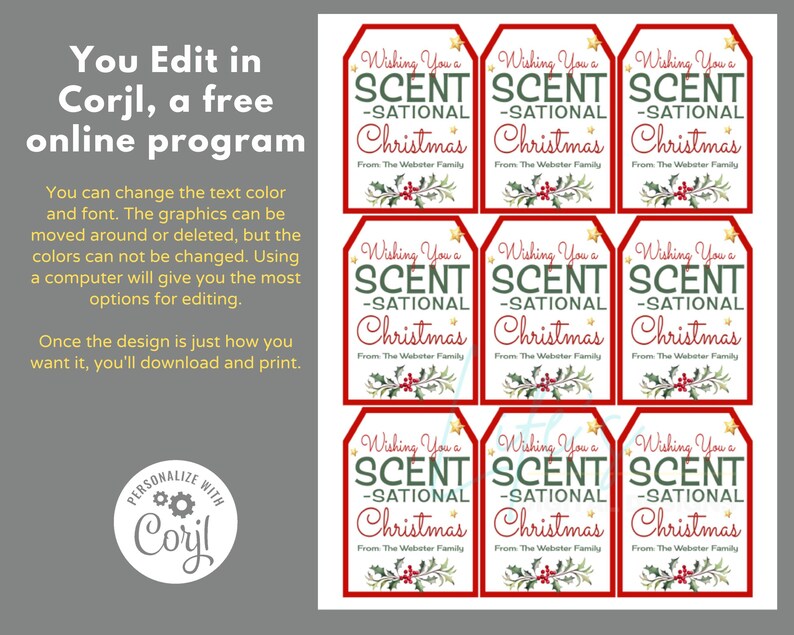 Wishing You a Scentsational Christmas Gift Tag to Edit in Corjl ...