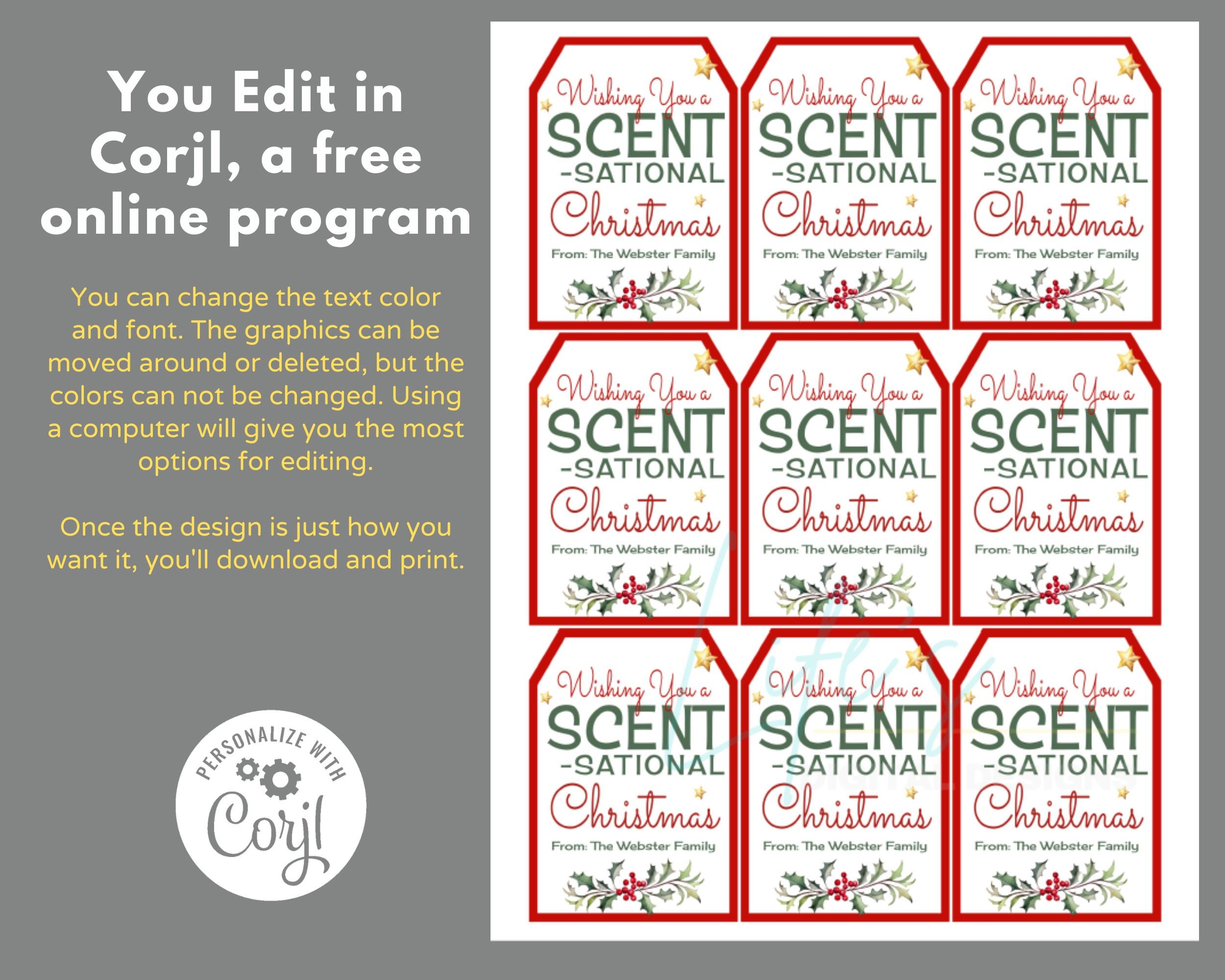 Wishing You a Scentsational Christmas Gift Tag to Edit in Corjl ...