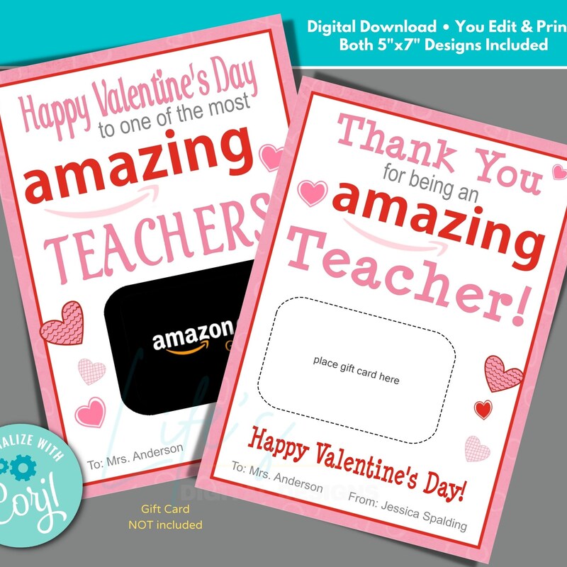 Teacher Valentine Card - Etsy