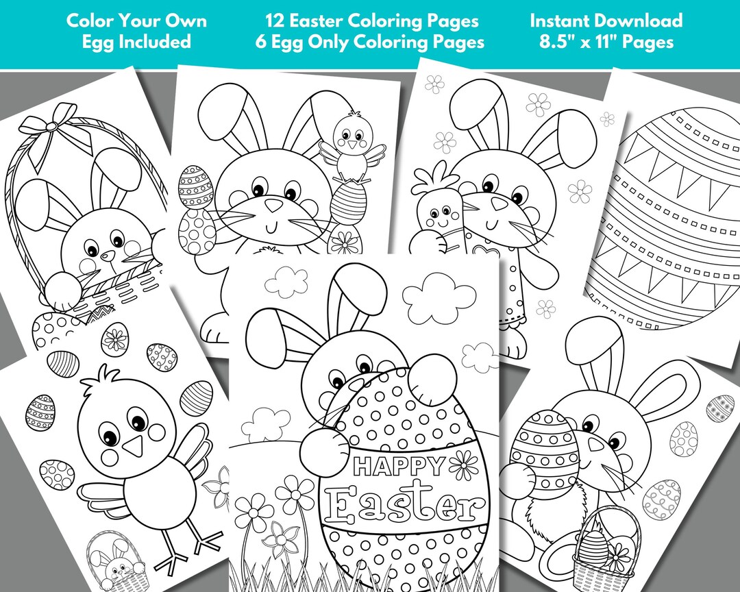 Easter Coloring Pages Download and Print, Easter Bunny Coloring Book ...