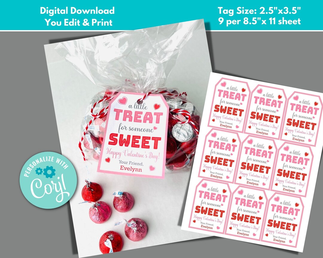 Valentine's Day Treat Tag, Editable Gift Tag (digital Download) - Etsy
