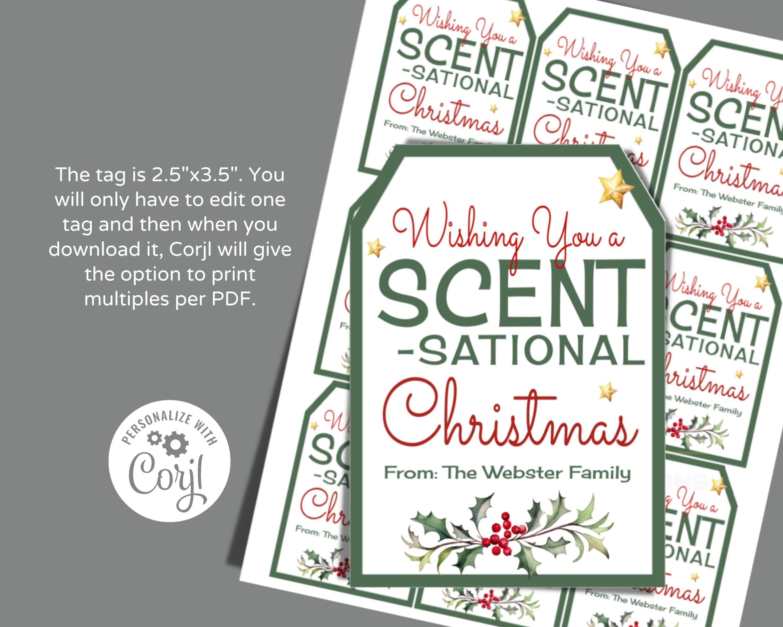 Wishing You a Scentsational Christmas Gift Tag to Edit in Corjl ...