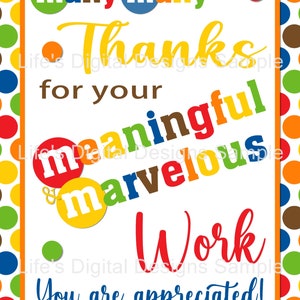 Employee Appreciation M&M Sign to Download and Print for Teacher ...