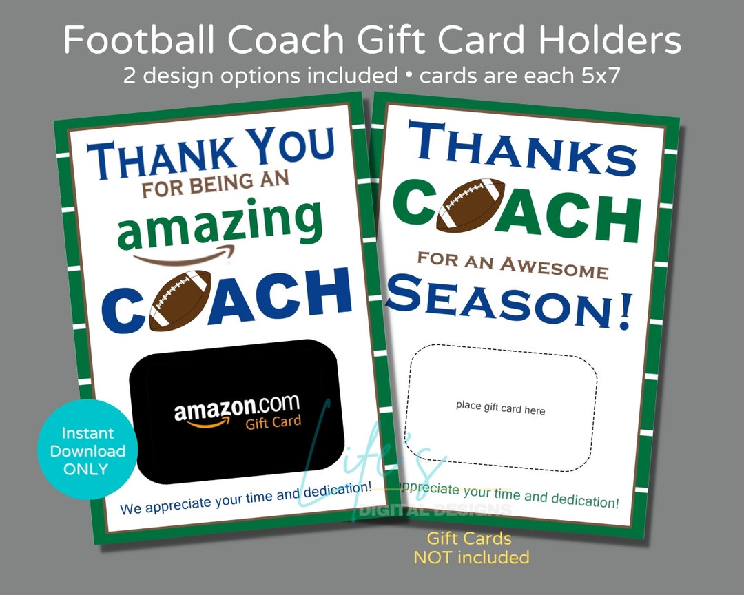 Football Coach Amazon Gift Card Holder to Download and Print, Thanks ...