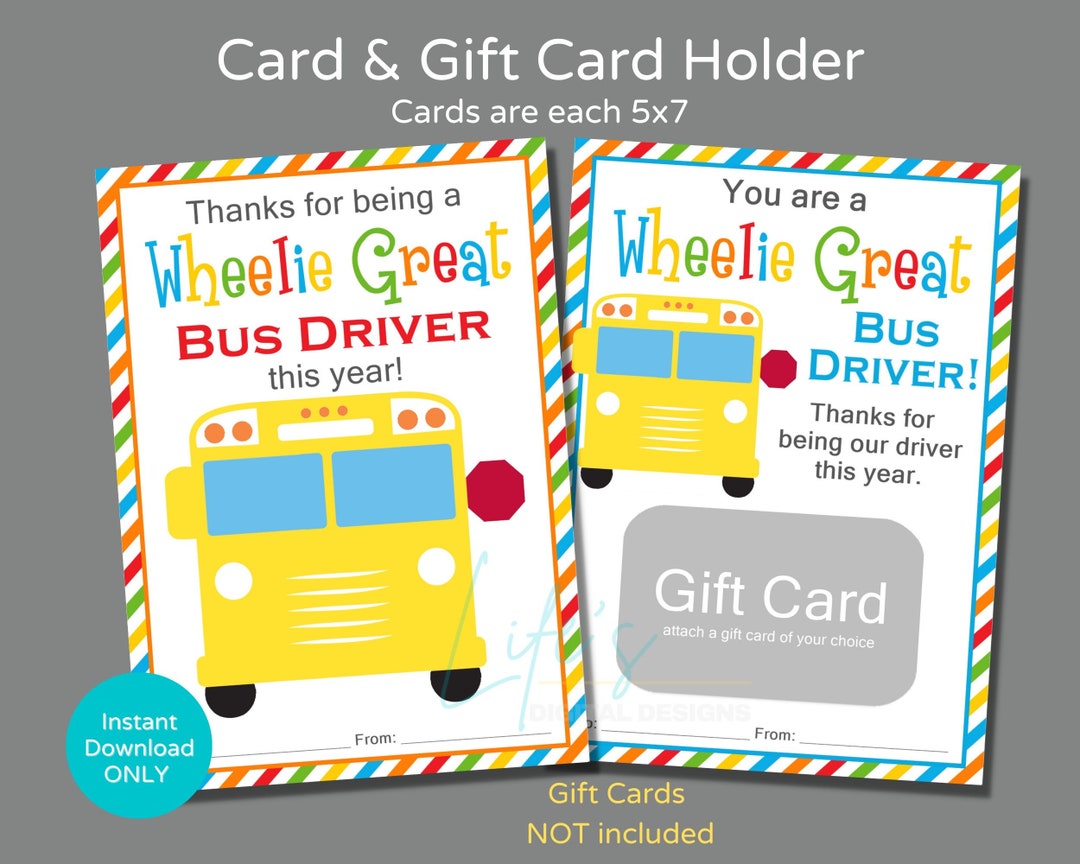 Bus Driver Gift Card Holder and Gift Card to Download and Print ...