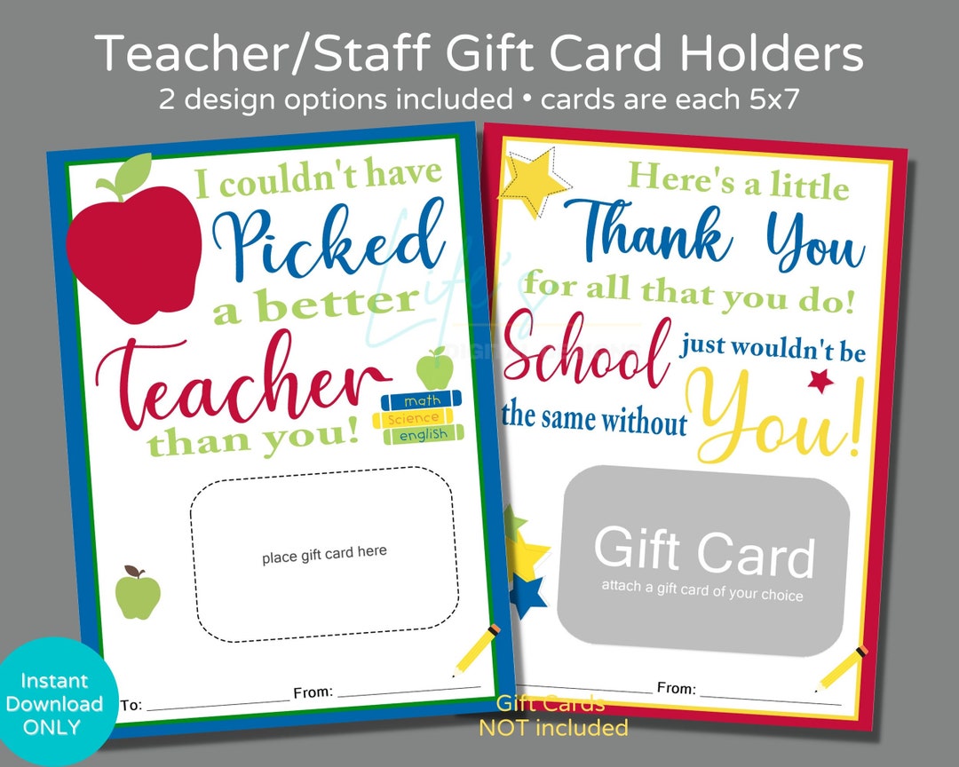 Teacher Appreciation Week Gift Card Holder to Download and Print ...