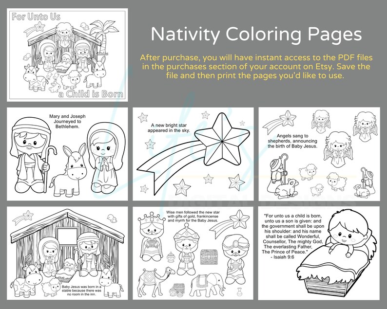 Nativity Coloring Pages to Download and Print, Christmas Story Coloring ...