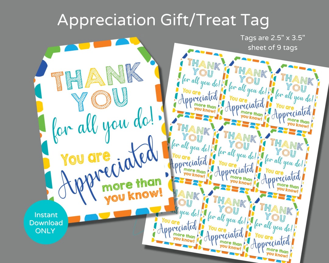 Teacher Appreciation Tags to Download and Print, Administrative ...