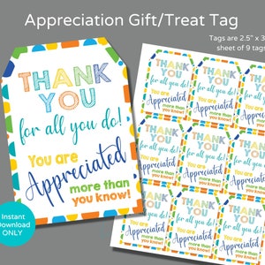 Teacher Appreciation Tags to Download and Print, Administrative ...