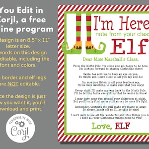 Christmas Elf Letter for Classroom Elf, Goodbye Letter to Edit ...