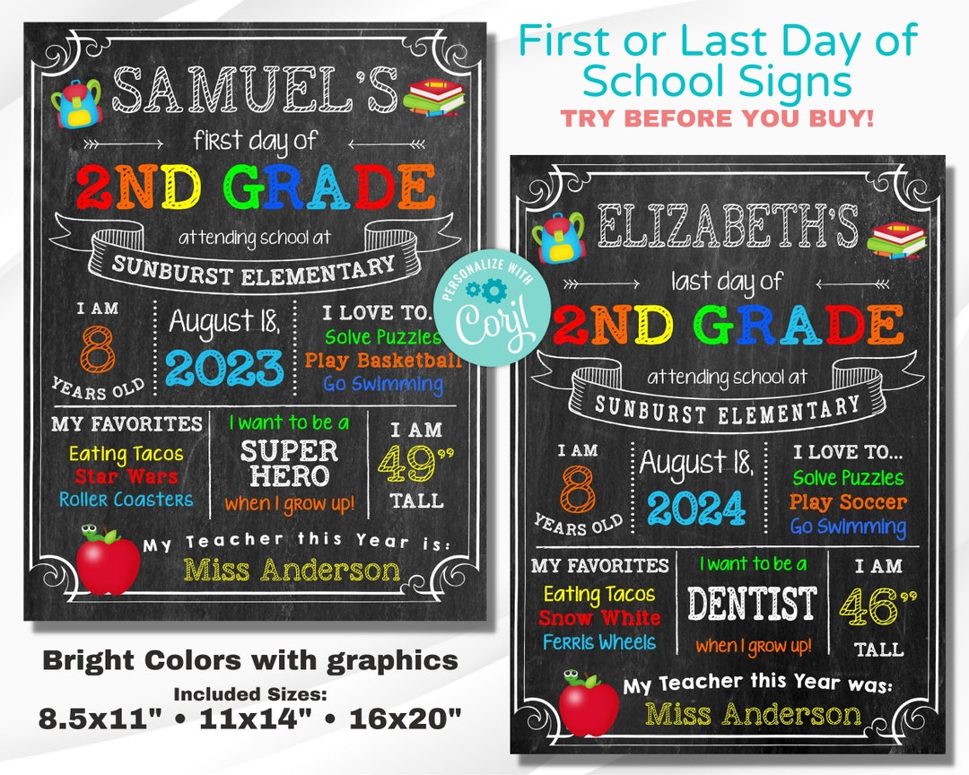 Last Day of School Chalkboard Sign, Edit, Download and Print, Back to ...