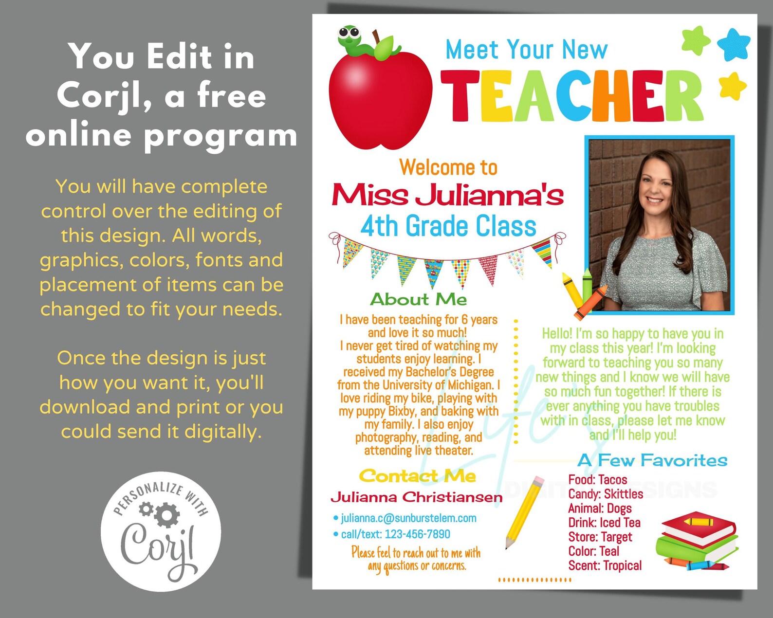 Meet the Teacher Template to Instantly Edit in Corjl, Download and ...