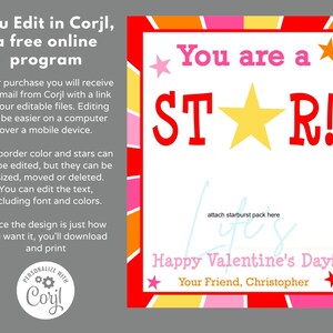 School Valentine's Day Card to Edit Download and Print Starburst ...