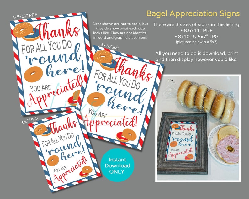 Teacher Appreciation Week Bagel Signs to Download and Print - Etsy
