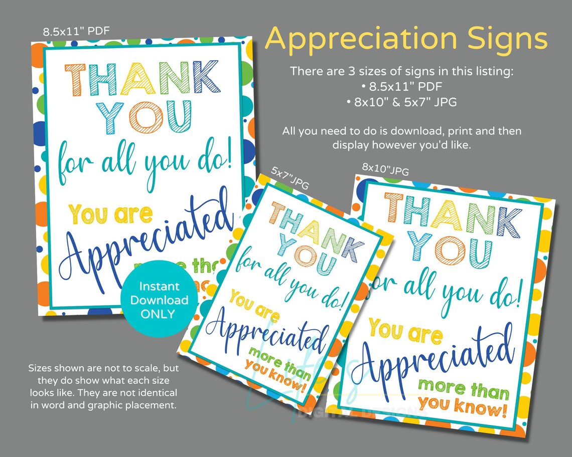 Teacher Appreciation Week Signs to Download and Print, Staff ...