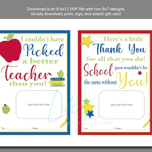 Teacher Appreciation Week Gift Card Holder to Download and Print ...