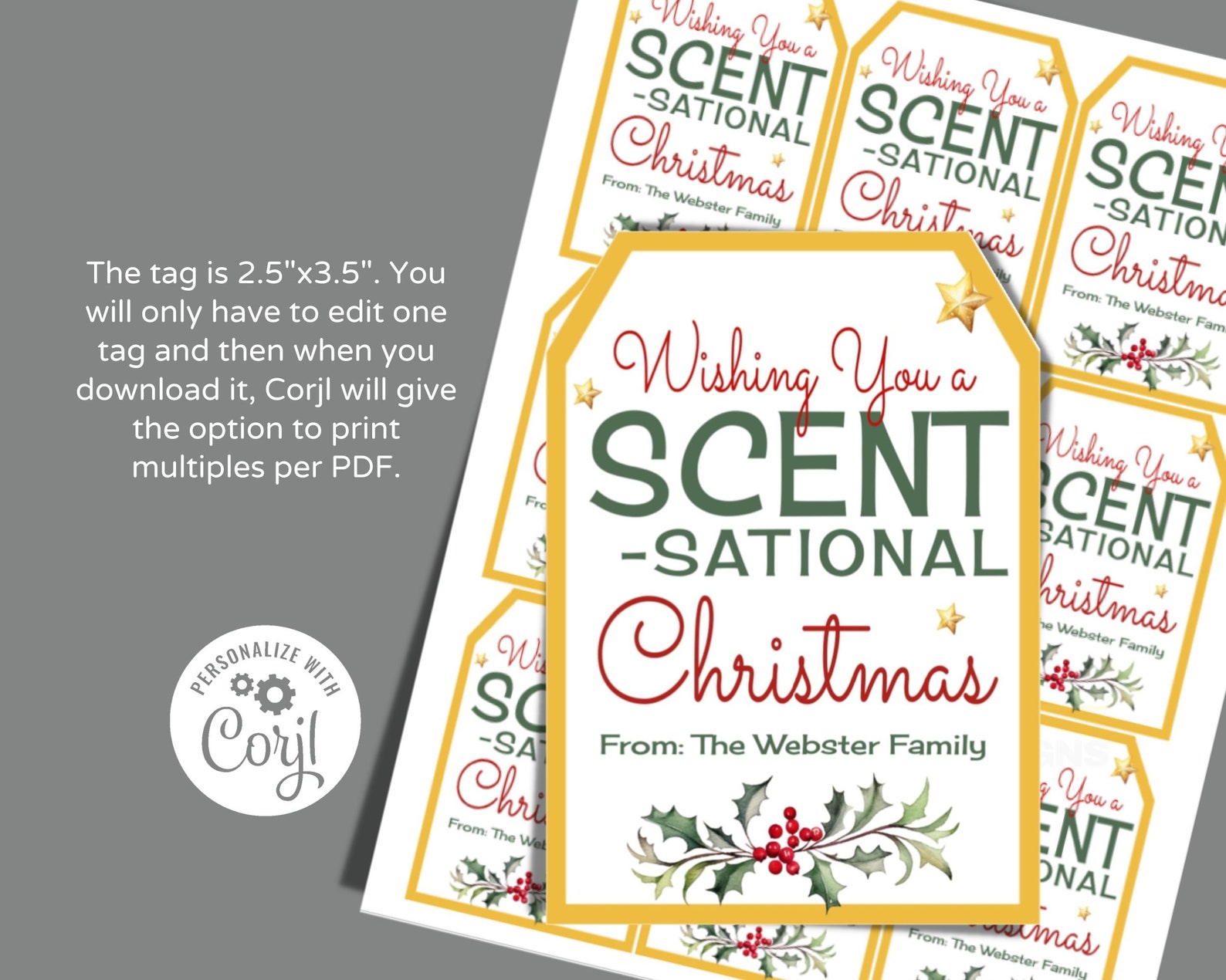 Wishing You a Scentsational Christmas Gift Tag to Edit in Corjl ...