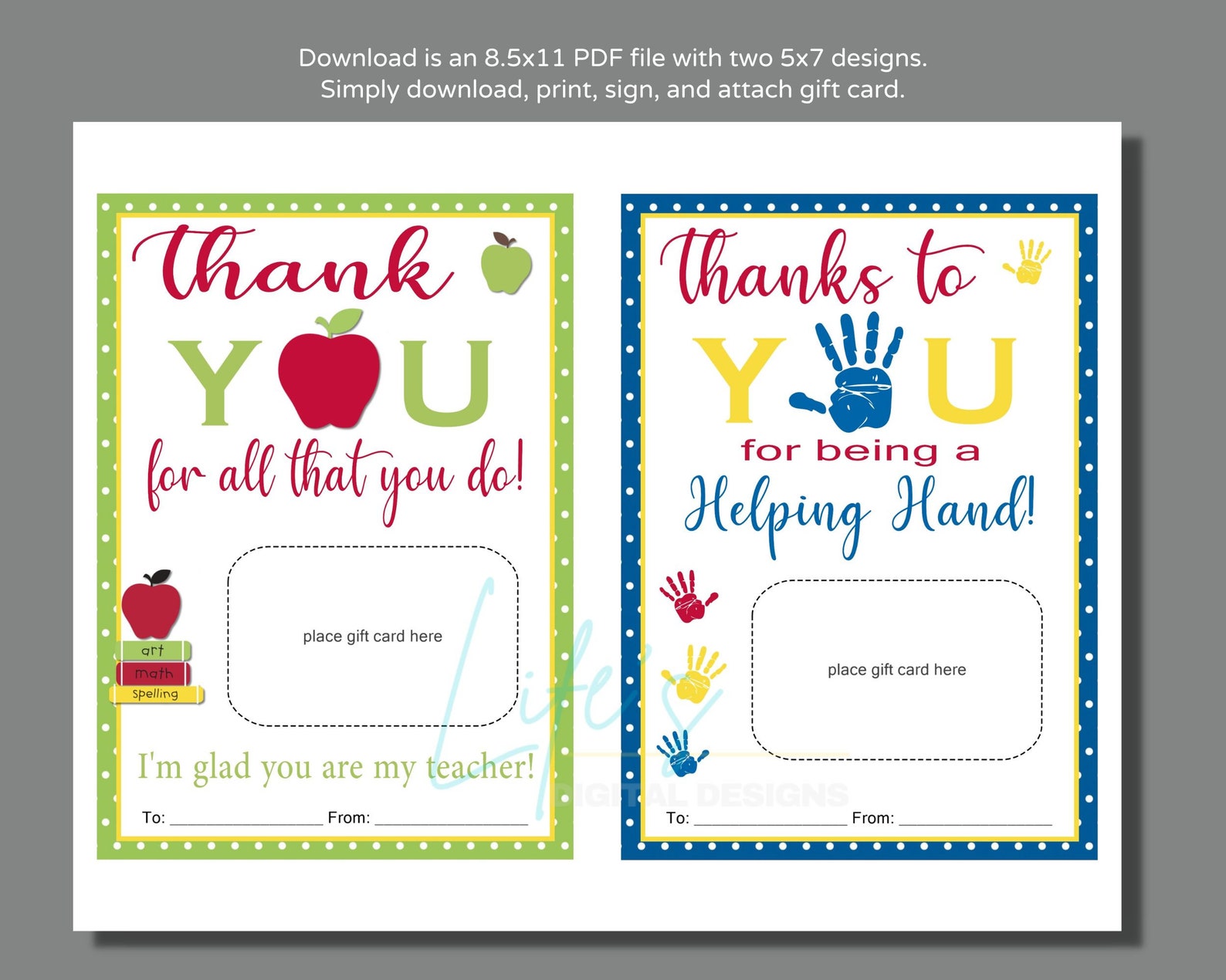 Teacher Appreciation Gift Card Holder to Download and Print, School ...