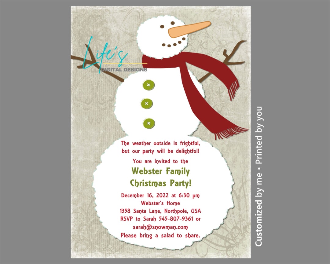 Christmas Party Invitation Snowman Holiday Party Invitation Background ...