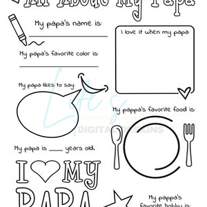 All About My Dad Coloring Page Bundle to Download and Print, Father's ...