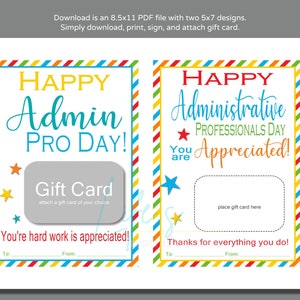 Administrative Professionals Day Gift Card Holder to Download and Print ...
