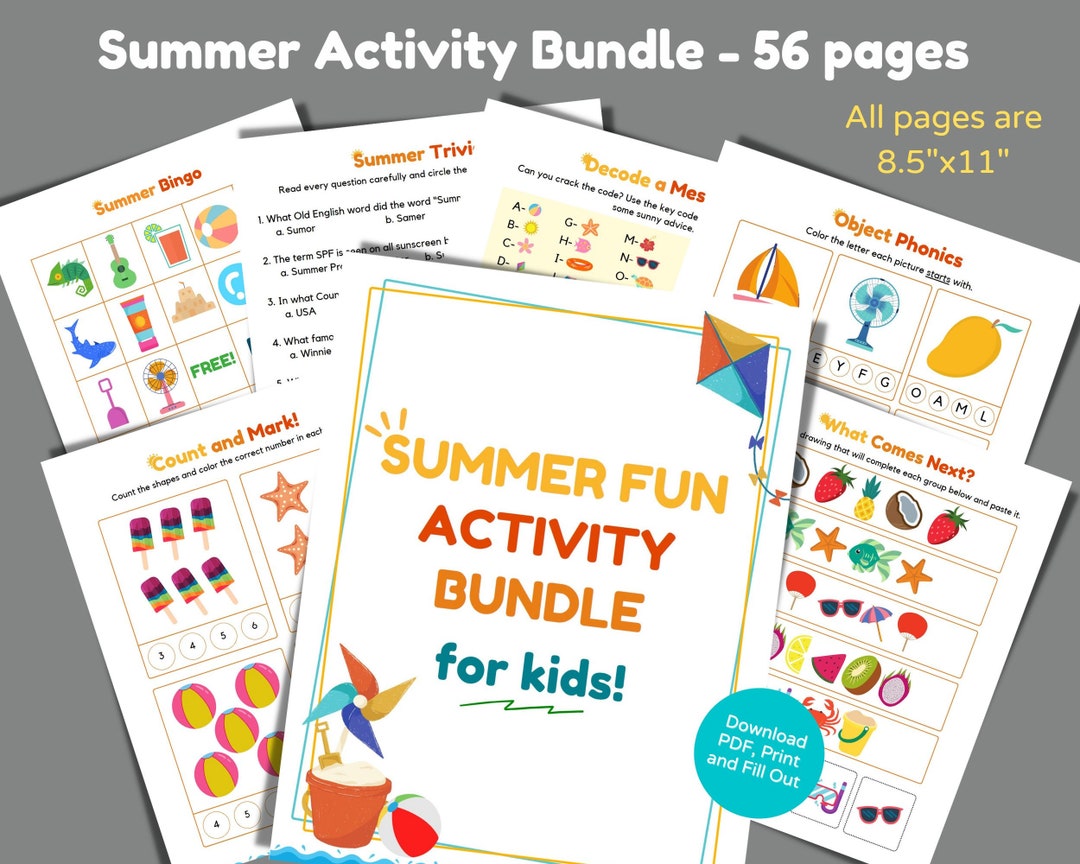 Summer Activity Bundle for Kids to Download & Print, Summer Printables ...