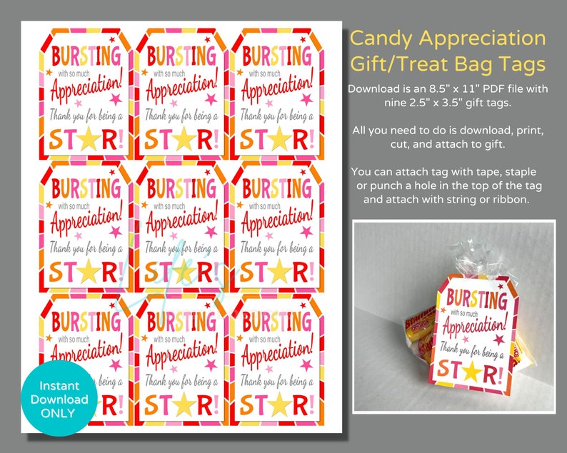 Teacher Appreciation Week Bursting With Appreciation Tags to - Etsy