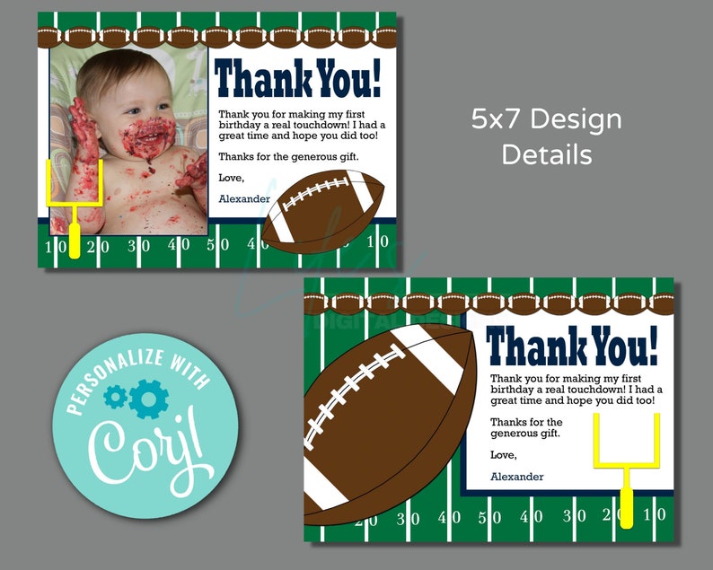 Football Thank You Card Template to Instantly Edit in Corjl, Download ...