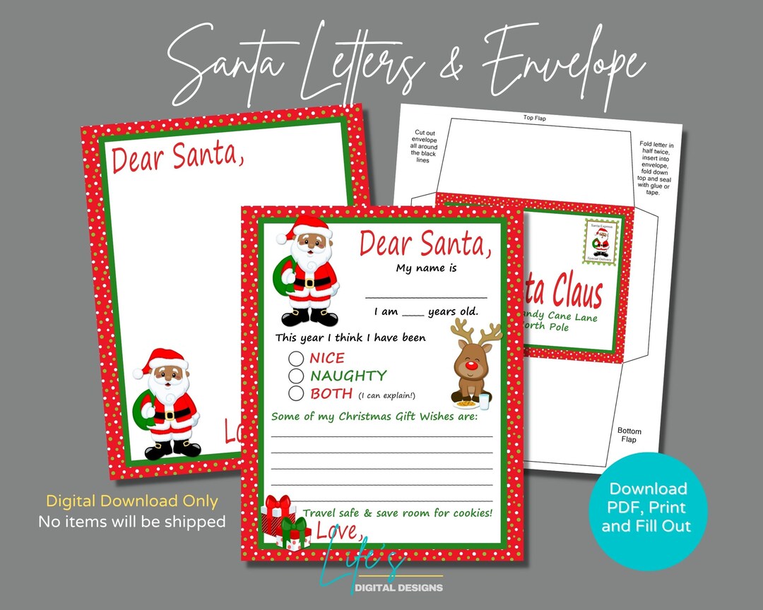 Letter to Santa With Matching Envelope to Download and Print - Etsy