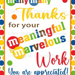 Employee Appreciation M&M Sign to Download and Print for Teacher ...
