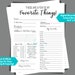 Favorite Things Questionnaire to Download and Print, Coworker Questions ...