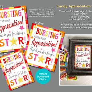 Bursting With Appreciation Signs to Download and Print for Teacher ...