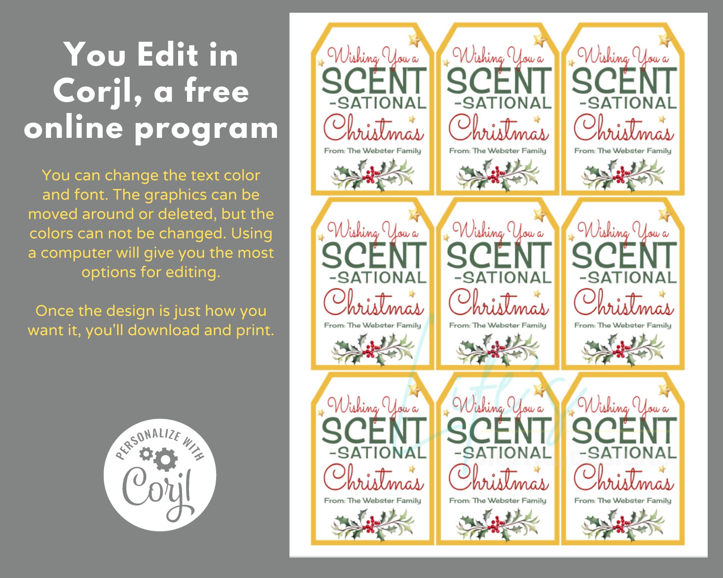 Wishing You a Scentsational Christmas Gift Tag to Edit in Corjl ...