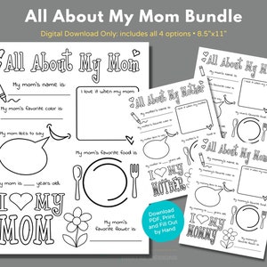 All About My Mom Coloring Page Bundle to Download and Print - Etsy