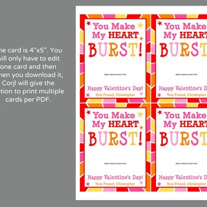 School Valentine's Day Card to Edit Download and Print Starburst ...
