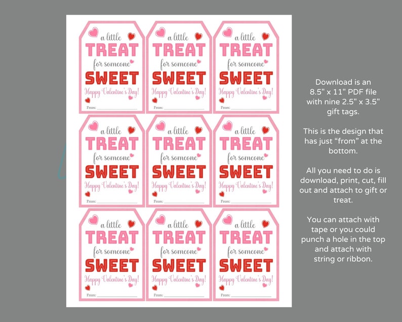 Valentine's Day Gift Tags to Download and Print, A Little Treat for ...