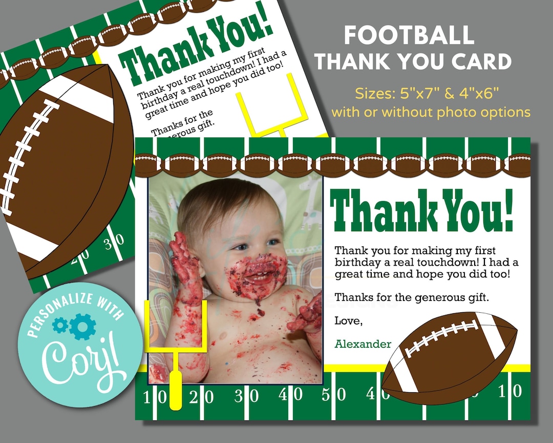 Football Thank You Card Template to Instantly Edit in Corjl, Download ...