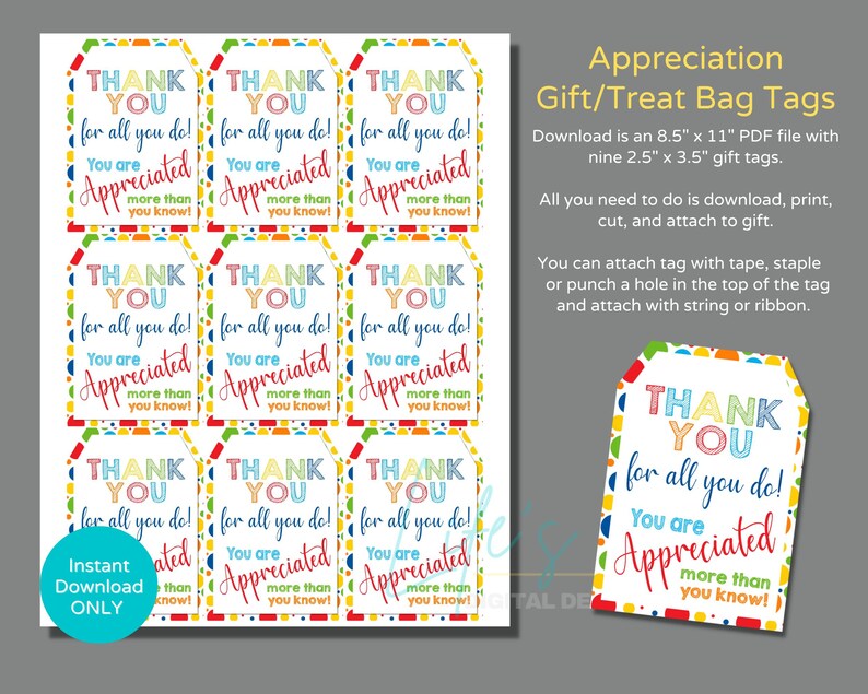Teacher Appreciation Week Tags to Download and Print, Administrative ...