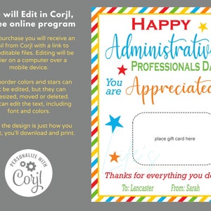 Administrative Professionals Gift Card Holder to Edit, Download and ...