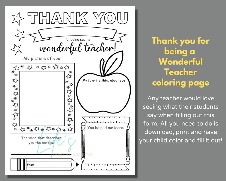 Teacher Appreciation Bundle, All About My Teacher in Color and a ...
