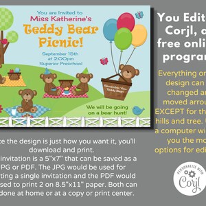 Teddy Bear Picnic Invitation Template to Instantly Edit in Corjl ...