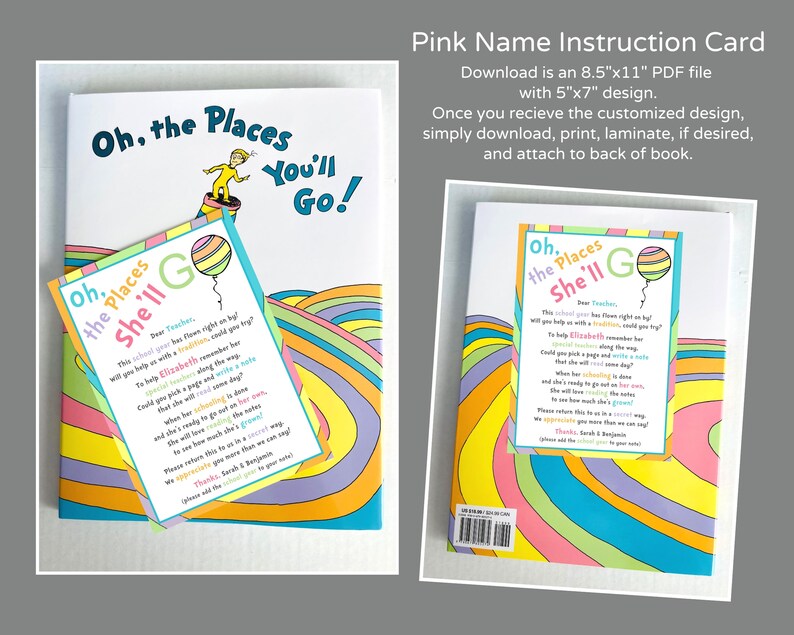 Oh the Places You'll Go Book Instruction Letter for Teachers Sign Book ...