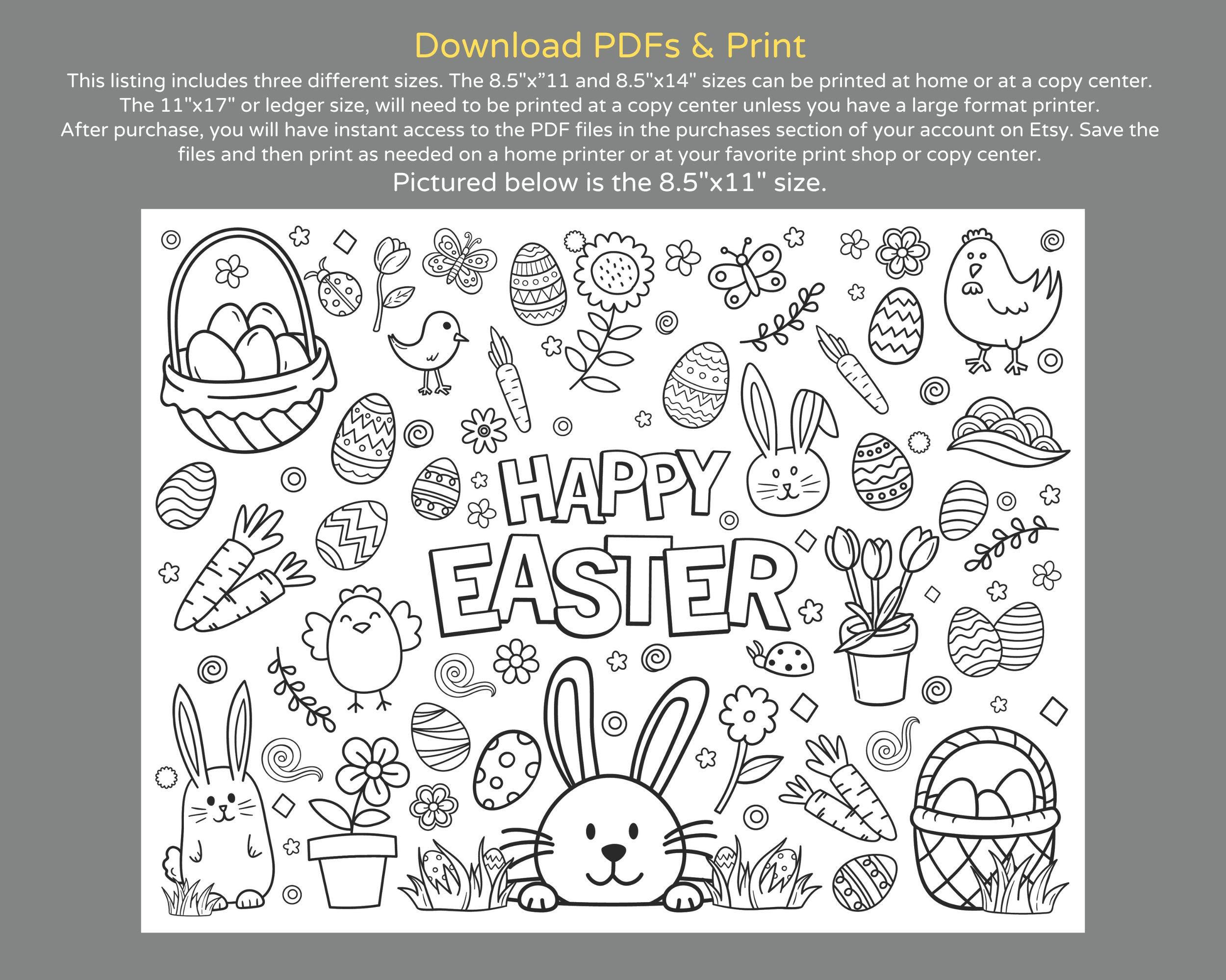 Happy Easter Coloring Placemats, Easter Bunny Placemat Printable ...