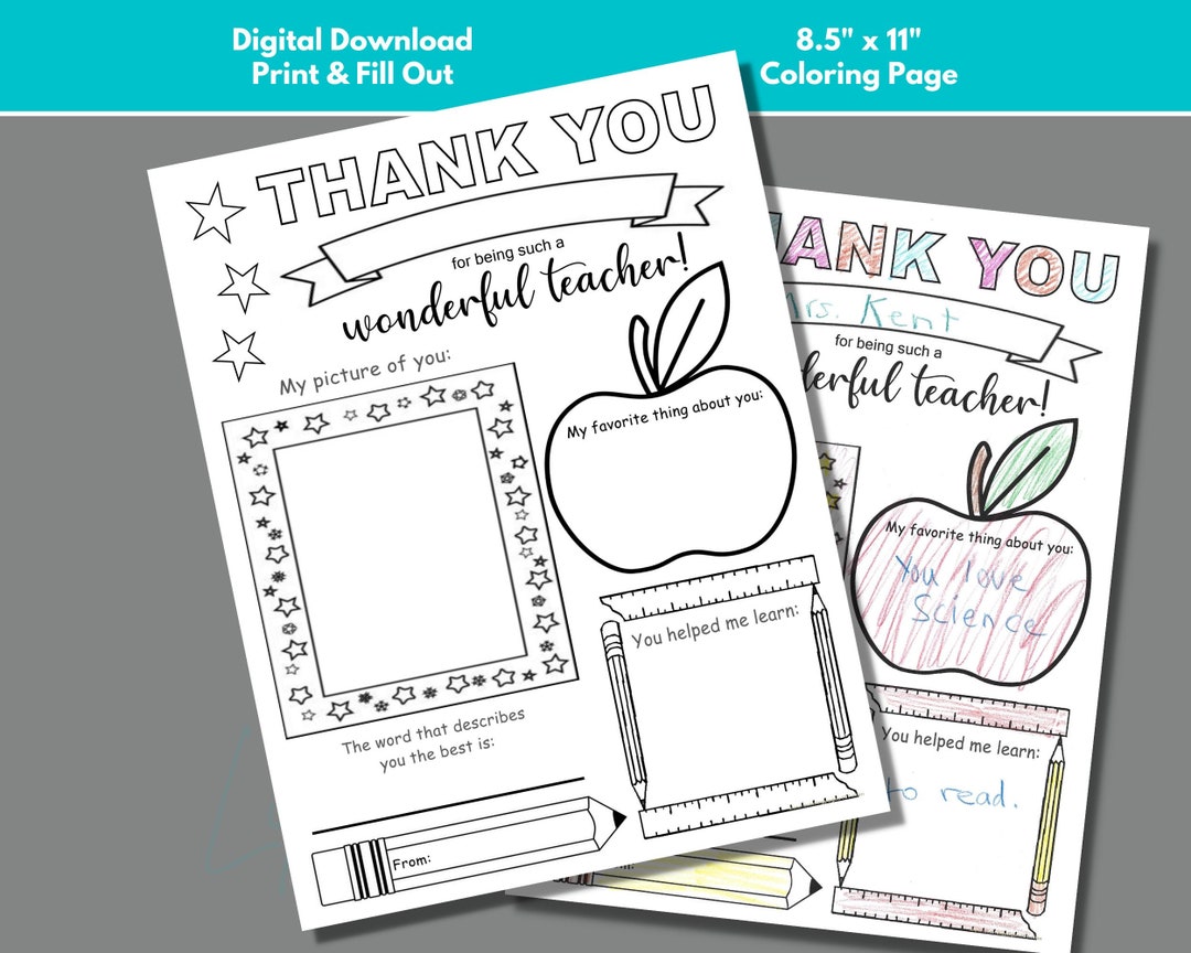 Teacher Appreciation Week Thank You Teacher Coloring Page to Download ...
